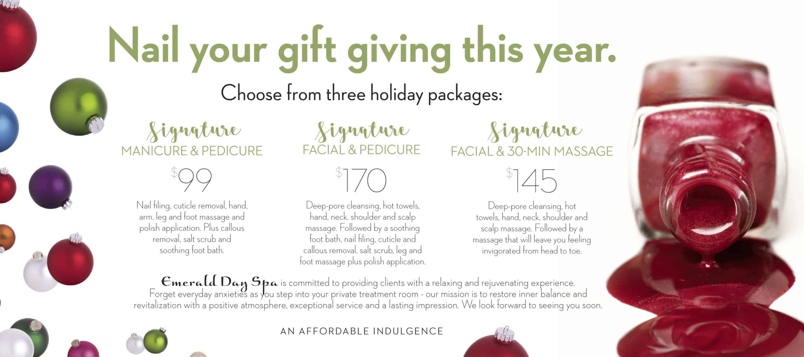 Treat your angel this holiday season...or yourself! - Emerald Day Spa